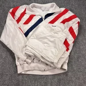 Reebok | Pants | Vintage Reebok Track Suit Usa Made Large White Red ...